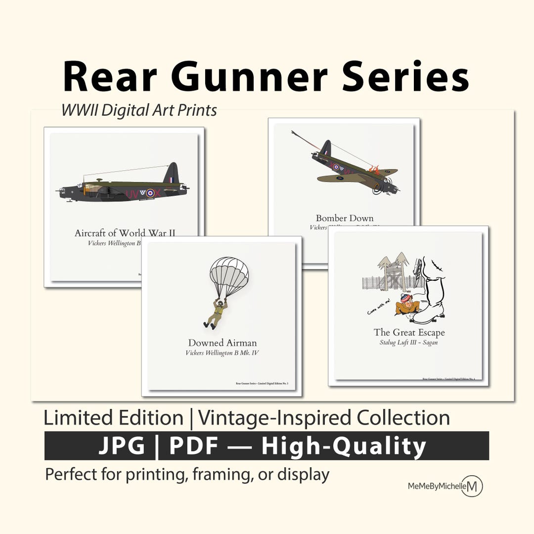 Rear Gunner Series | WWII Digital Art Prints | Vintage Aircraft Wall ...