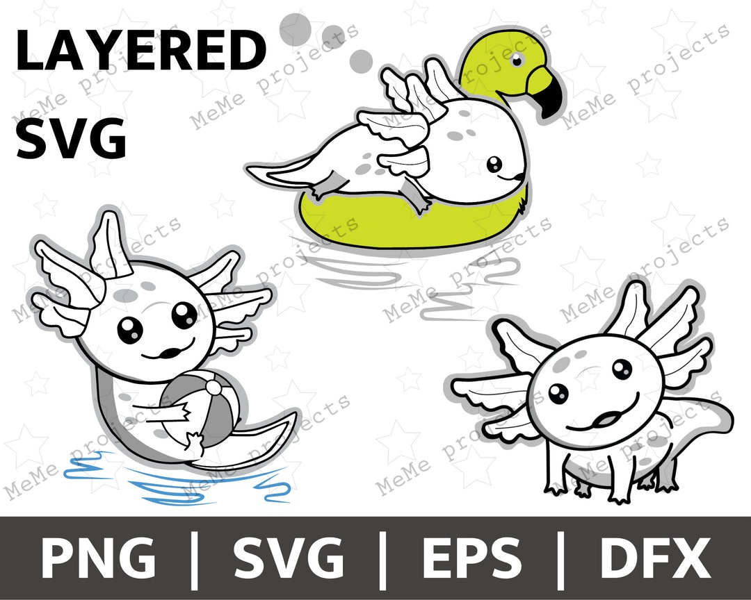 Axolotl Bundle Playful Axolotl Layered for Cricut and Silhouette SVG ...
