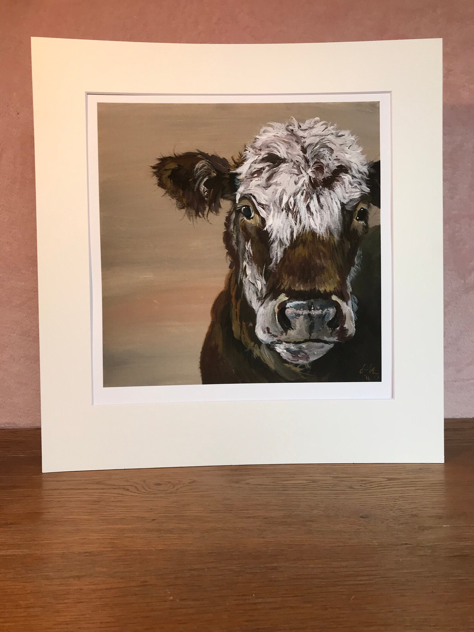 Mounted Framed Cow Art Print - Etsy