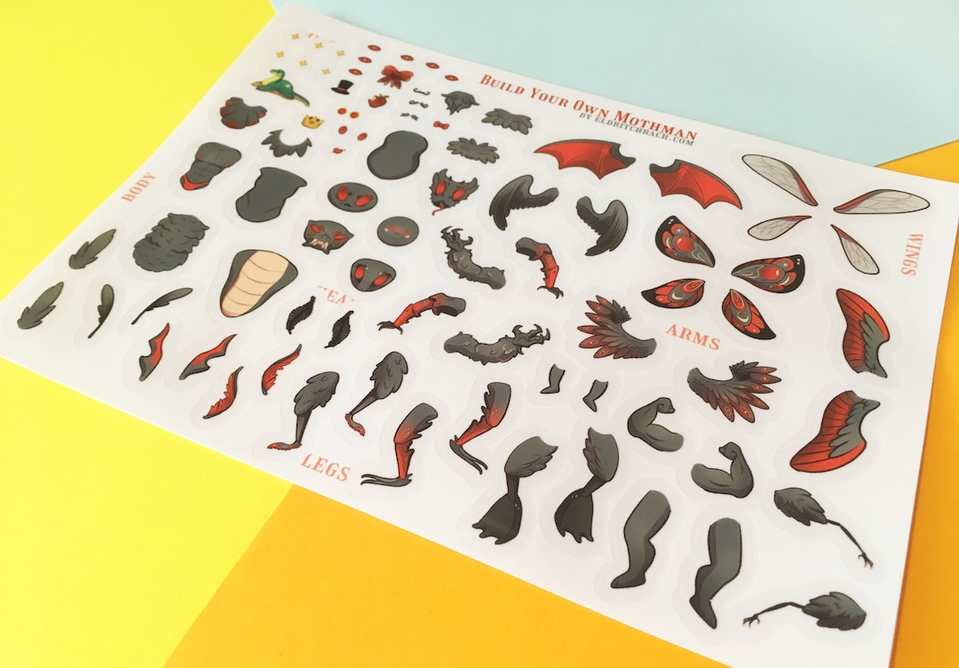 Build Your Own Mothman - Transparent Sticker Sheet (A5) - Etsy