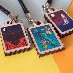 Mini Cryptid Stamp Wooden Charms mothman, Fresno Nightcrawlers and Loch ...