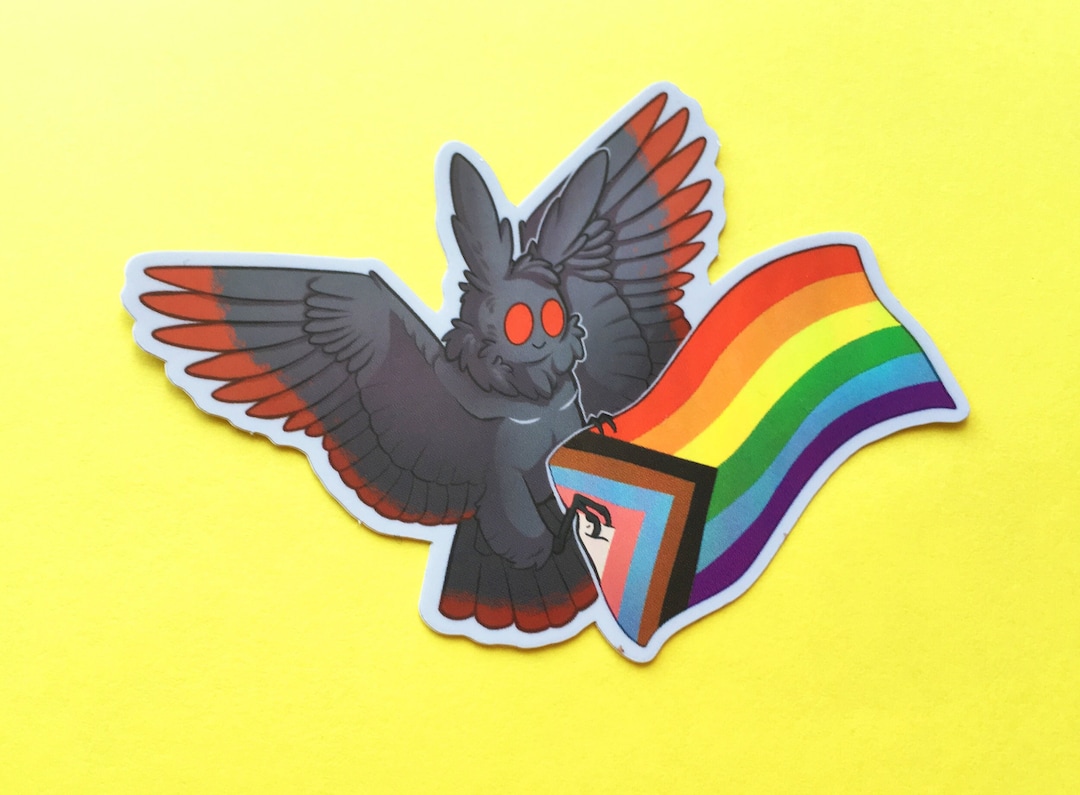 Holographic Mothman With the Progress Pride Flag (patreon Vault Sticker ...