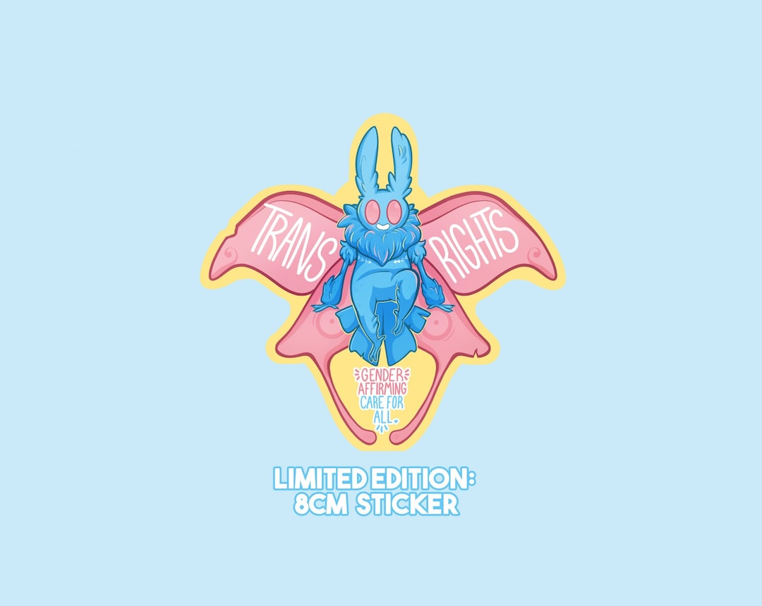 Trans Rights Mothman Sticker - Gender Affirming Care for All - Etsy