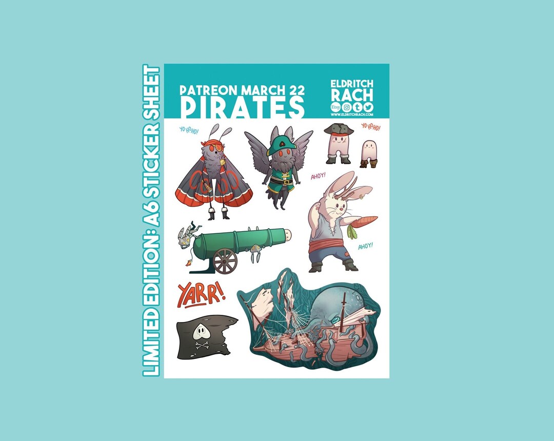 Cryptid Pirates Sticker Sheet A6 Perfect for Decorating Notebooks and ...