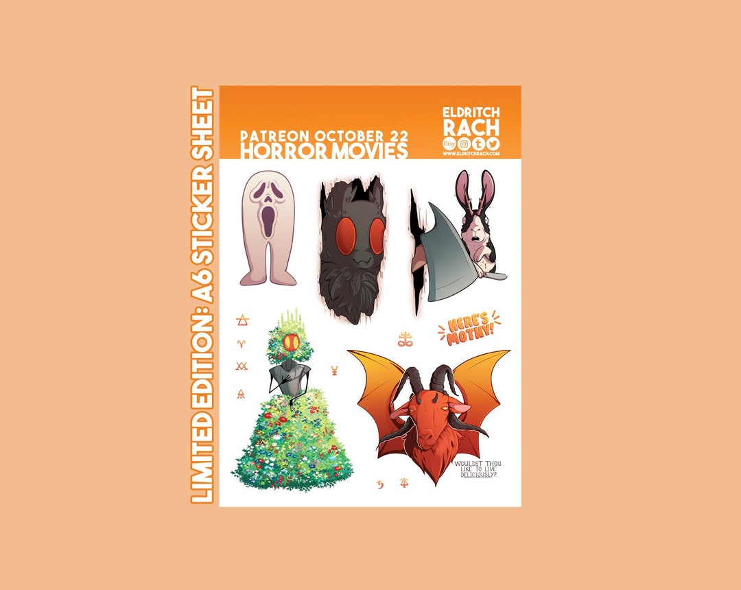 Cryptid Halloween Horrors Sticker Sheet (A6) - Perfect for Decorating ...