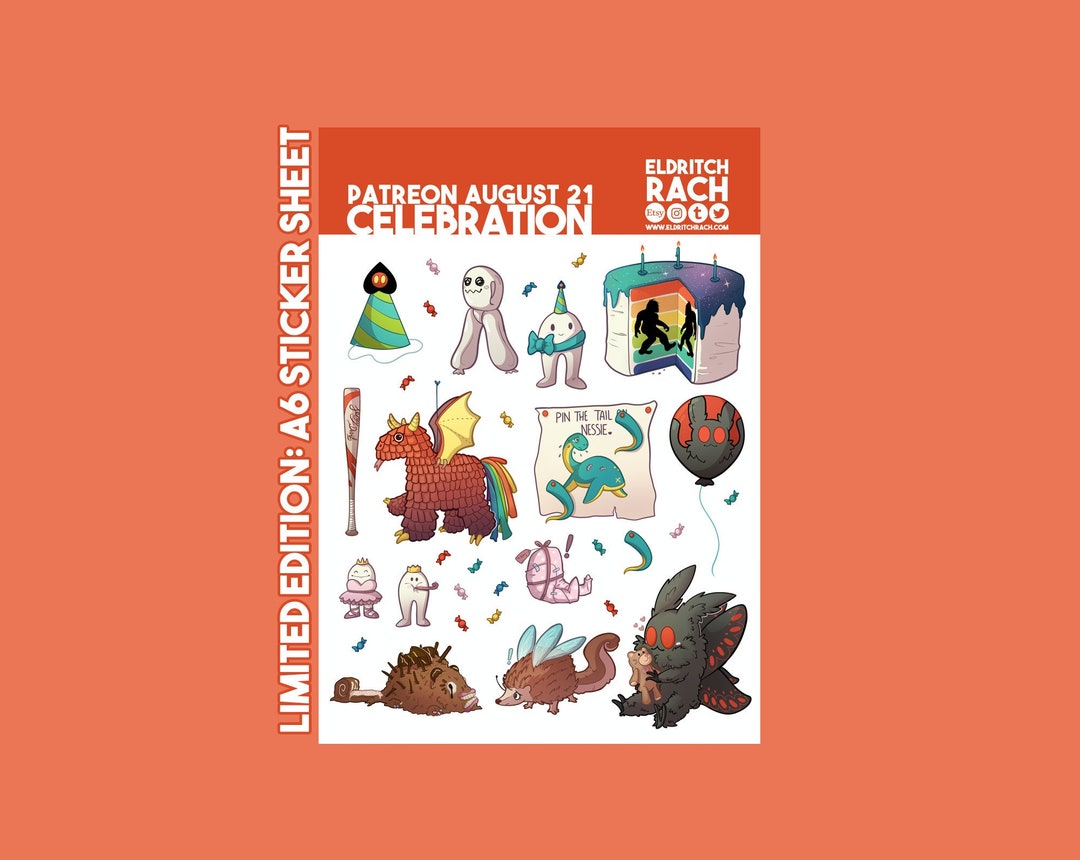 Celebrations Cryptids Sticker Sheet (A6) - Perfect for Decorating ...