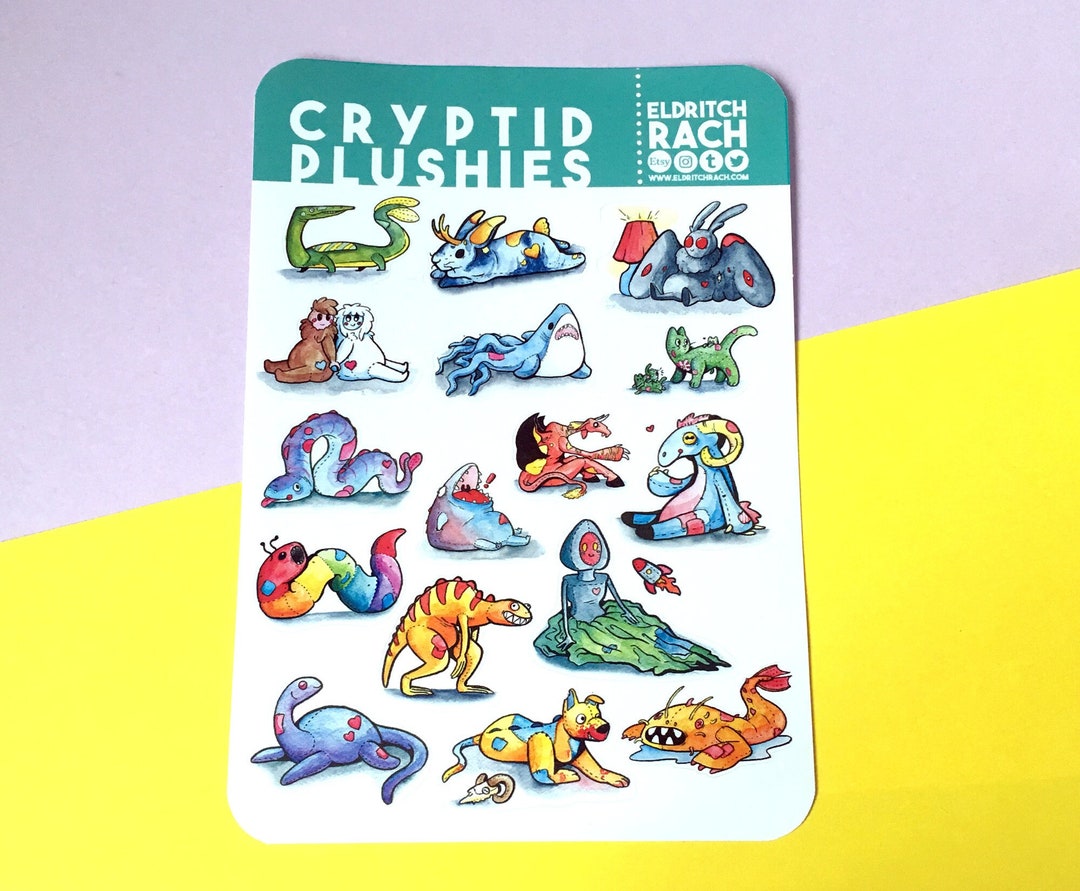 Cryptid Plushies Sticker Sheet A6 Perfect for Decorating - Etsy