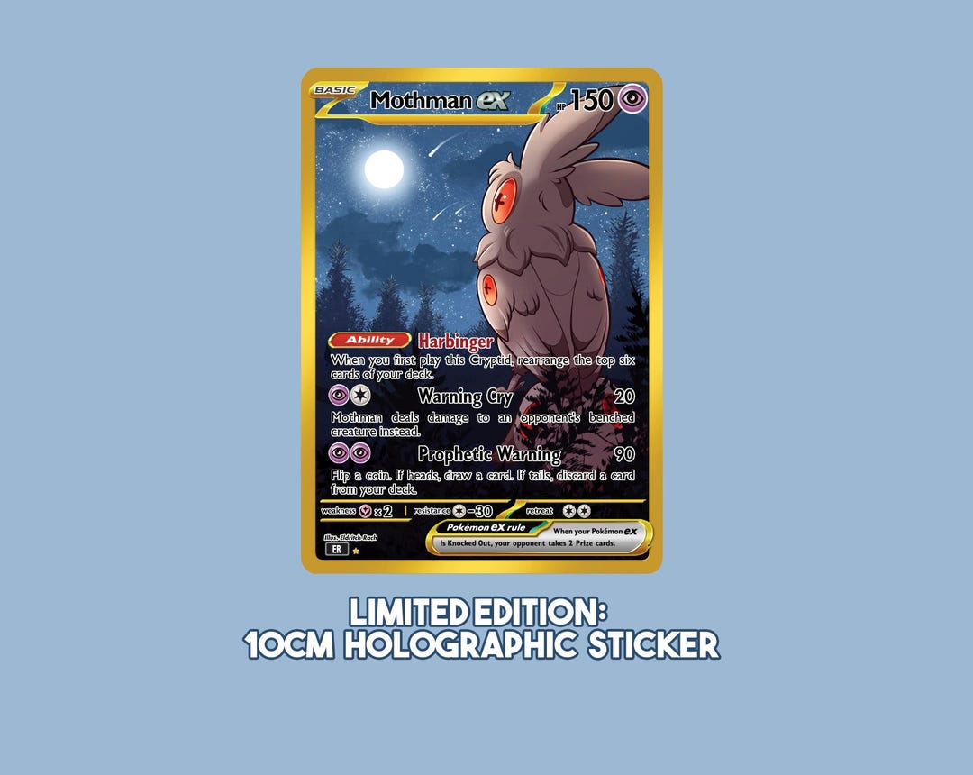 Pokemon Style Mothman EX Card - Holographic Sticker - Etsy