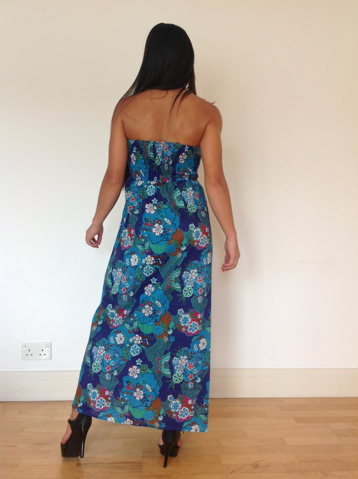 Gorgeous blue boob tube dress hippie dress beach dress | Etsy