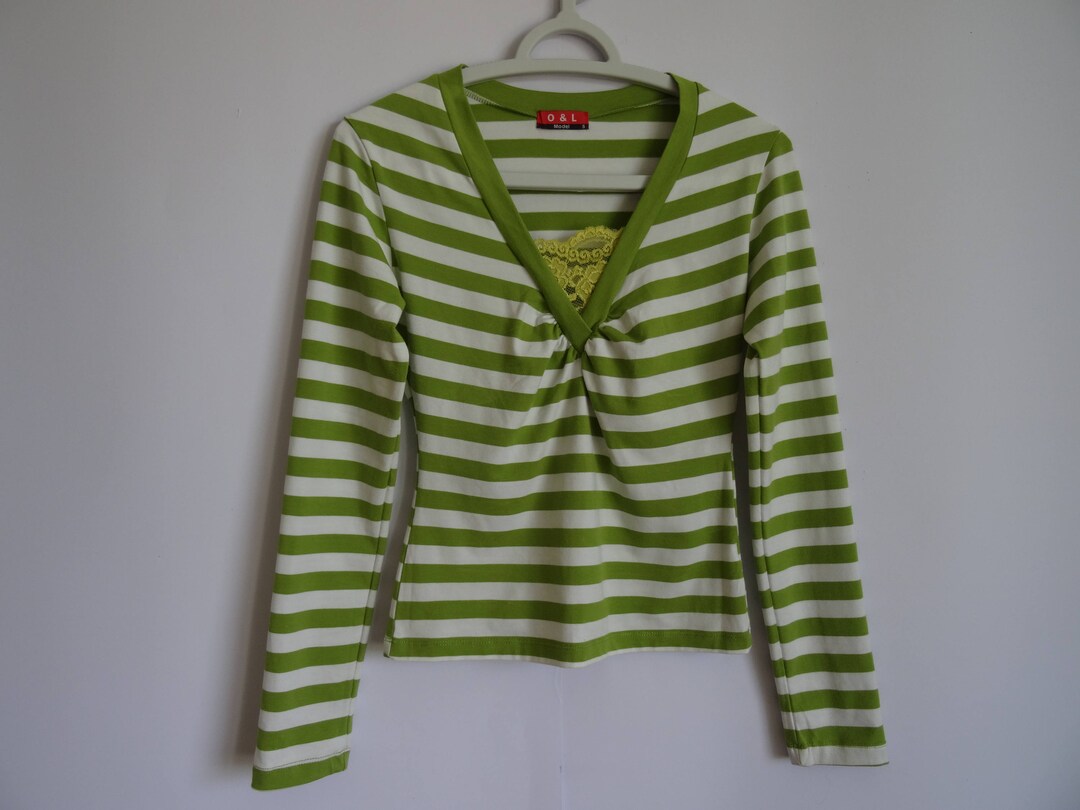 Women's Striped Shirt With Long Sleeves / Cotton Polyester - Etsy