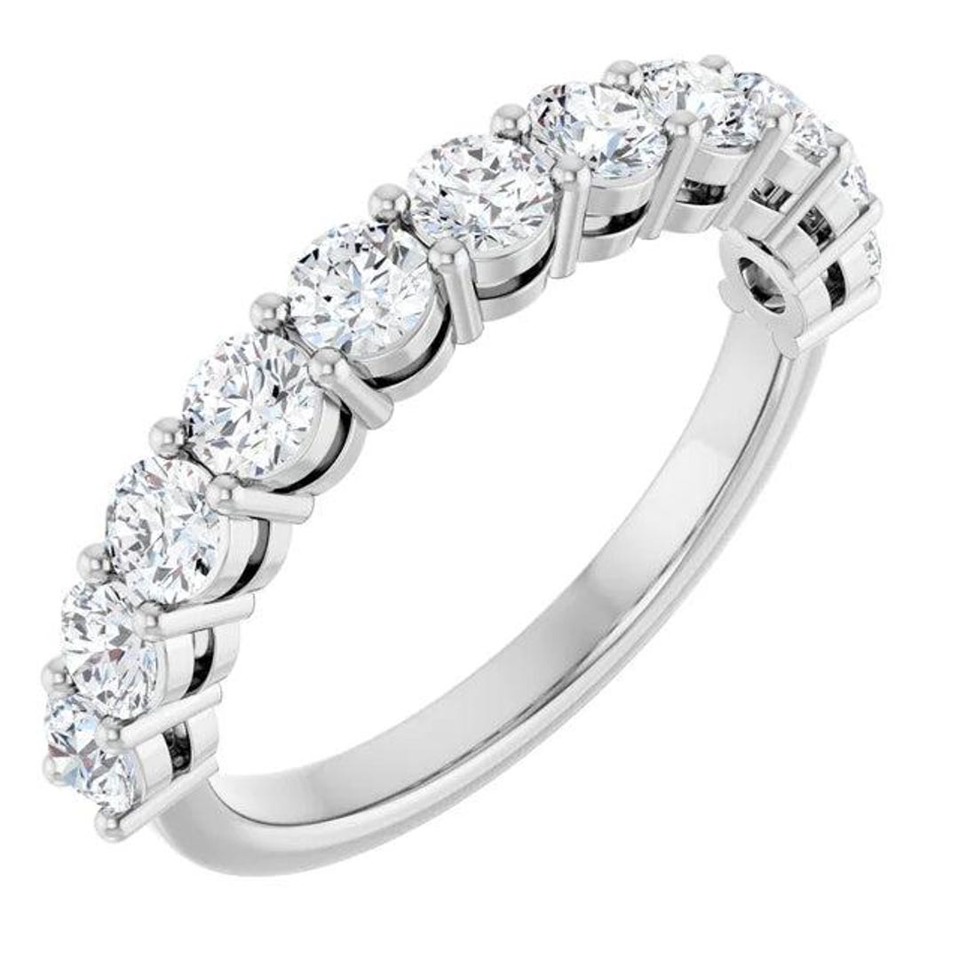 1ct Round Brilliant Lab Diamond Half Eternity Ring in 9ct White Gold - Etsy