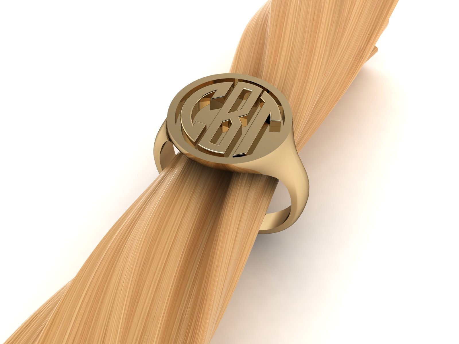 Custom Monogram Mens Signet Ring Three Letter Initial | Etsy UK