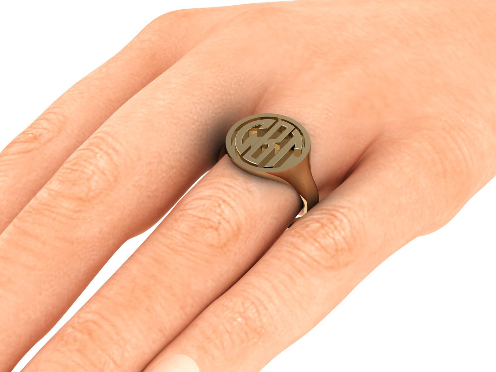 Custom Monogram Mens Signet Ring Three Letter Initial - Etsy UK