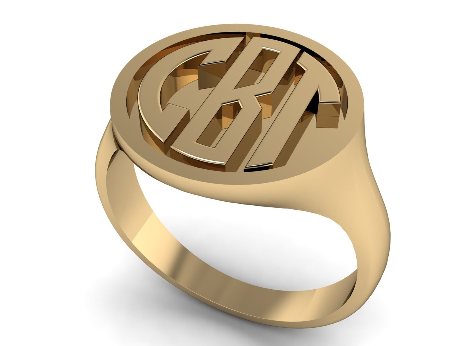 Custom Monogram Mens Signet Ring Three Letter Initial - Etsy UK