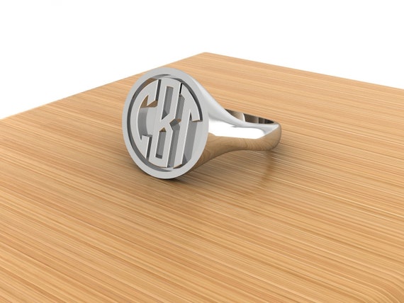 Custom Monogram Mens Signet Ring Three Letter Initial | Etsy UK