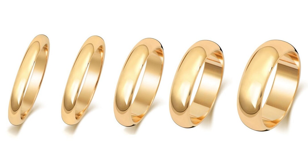 9ct Yellow Gold Wedding Band 2mm 3mm 4mm 5mm 6mm 9k Yellow Gold Shape ...