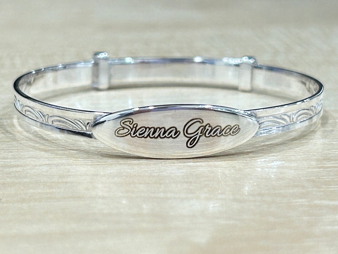 Personalized Sterling Silver Expandable Baby Bangle Bracelet ...
