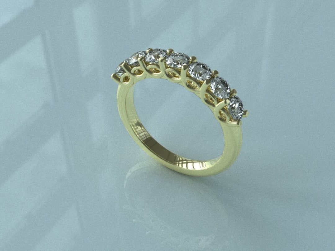 2ct 7 Stone Diamond Anniversary Ring Band 18K Yellow Gold, Anniversary ...