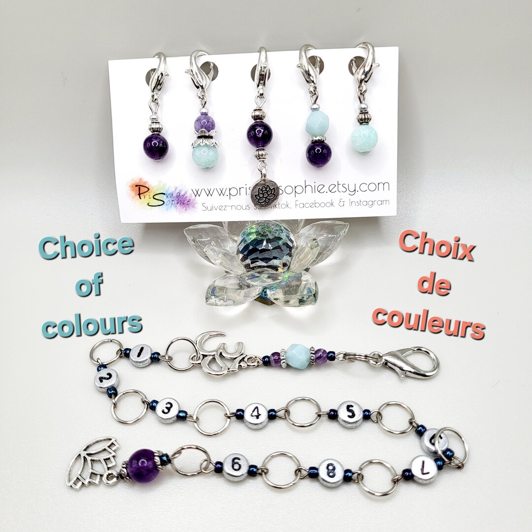Gift Set Selection Chain Row Counters and Stitch Markers With Gemstones ...