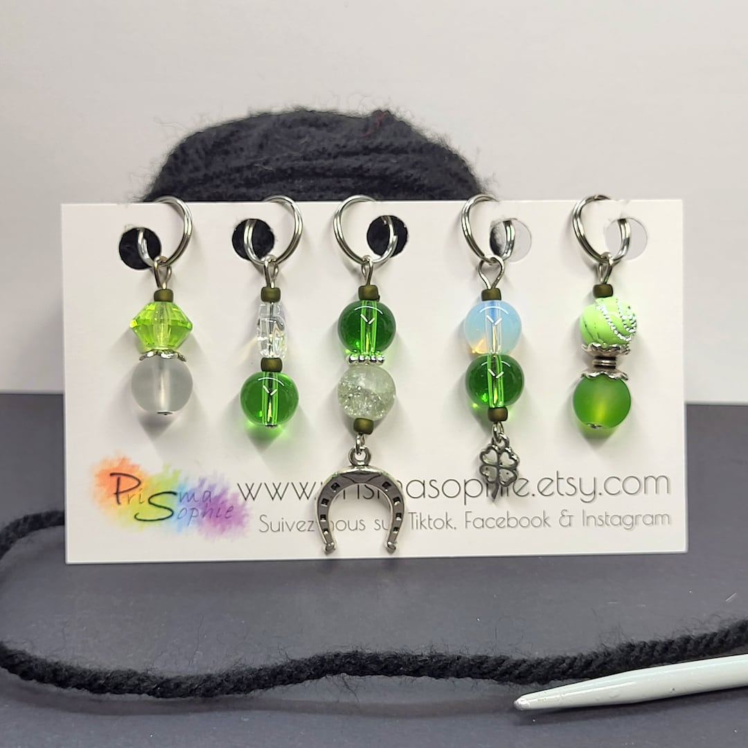 Double Chance Stitch Markers, Set of 5 Markers, With Needle Rings or ...
