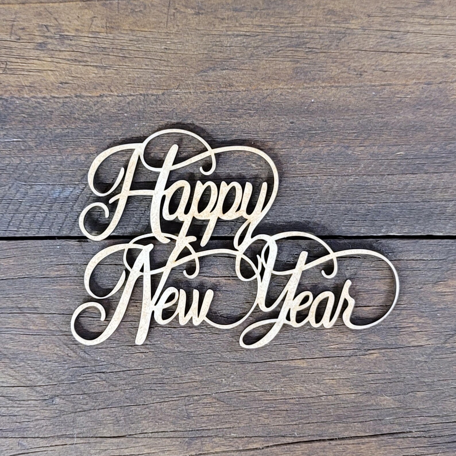 DIY Happy New Year Script Word - Christmas Wall Decor - Laser Cut MDF ...