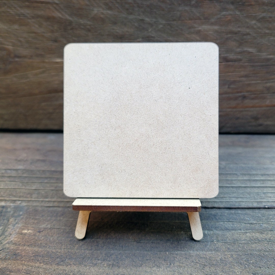 Bundle of 5 Mini MDF Canvas 3.25" X 3.25" With H Style Easel for Small ...