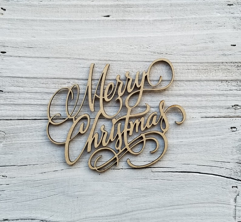 Merry Christmas Script Word - Christmas Wall Decor - Laser Cut MDF - Etsy