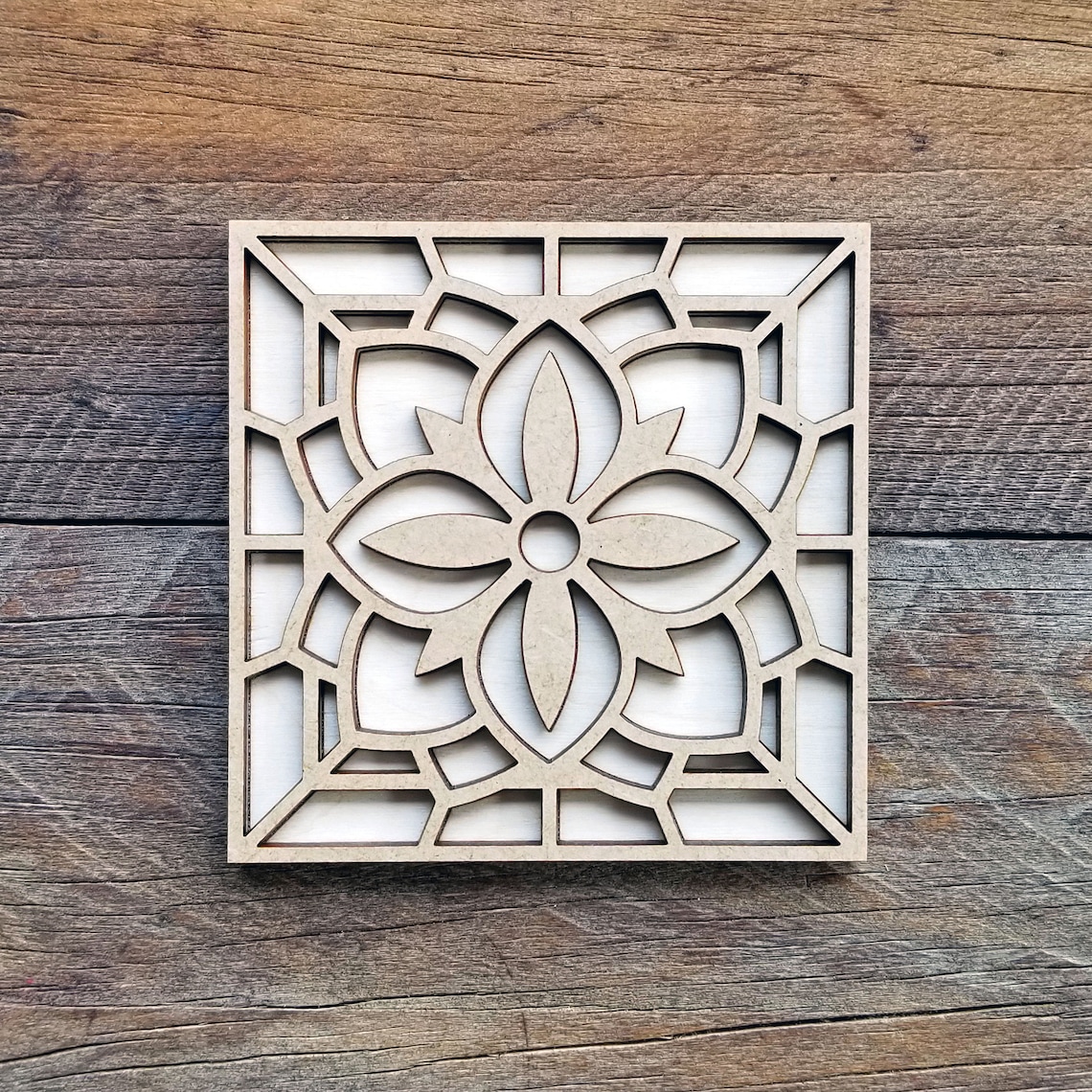 Spanish Tile Wall Decor Layered MDF Frame Faux Stained | Etsy