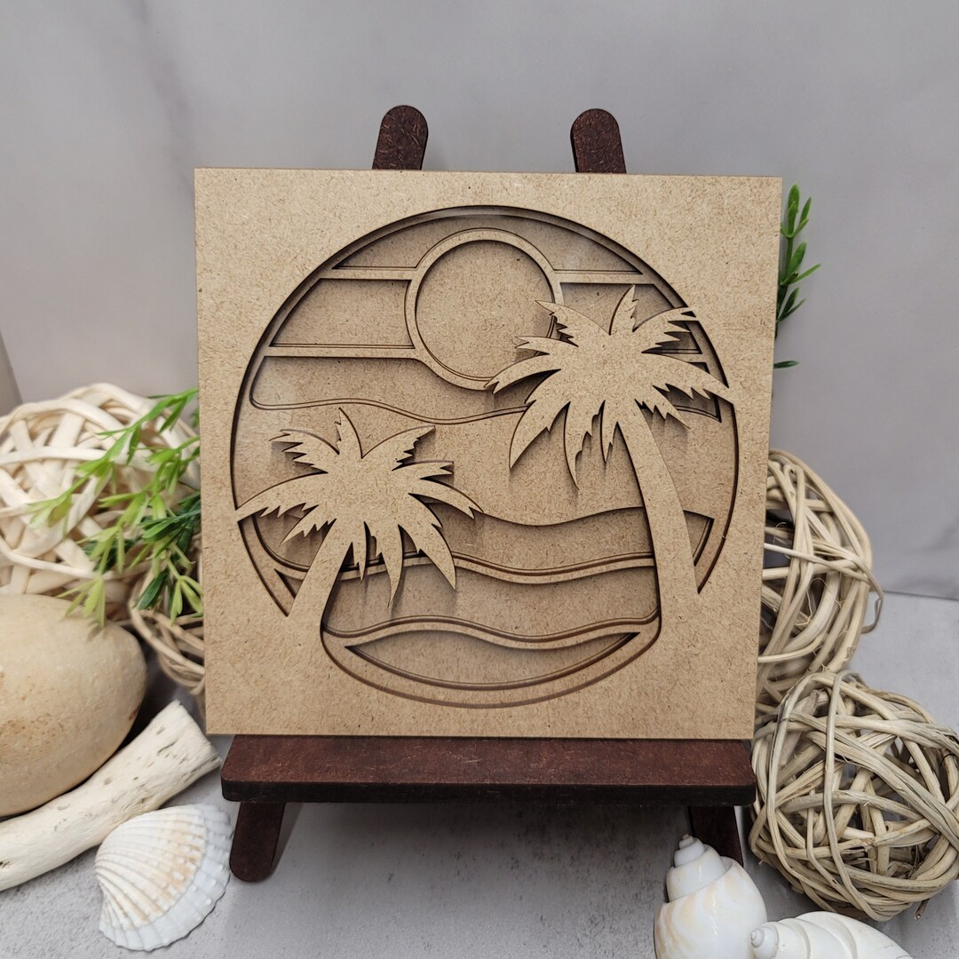 DIY Beach Scene Craft Kit: Palm Tree Shaker, MDF & Acrylic - Etsy