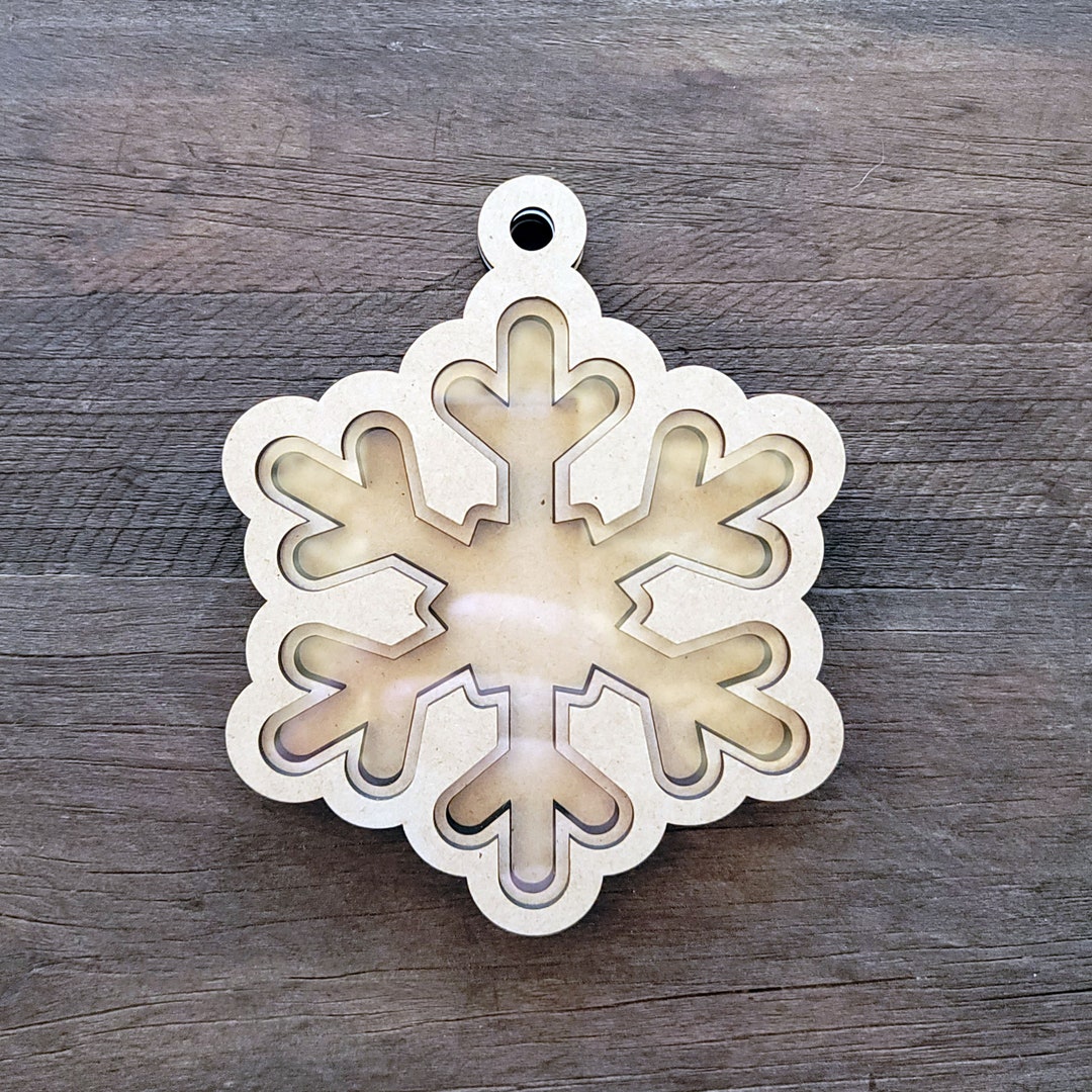 DIY Snowflake Shaker Ornament: MDF Gift Card Holder, Wreath Accessory ...