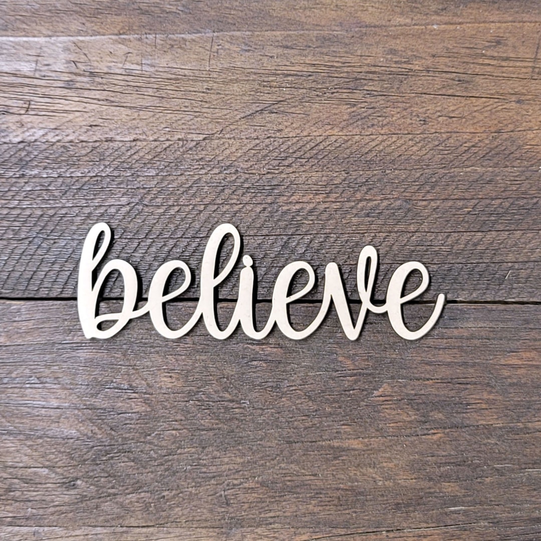 Believe Christmas MDF Word Cutout: Unfinished Script Sign - Etsy