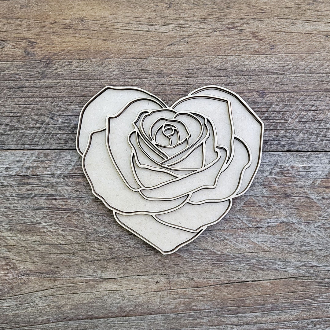 3D Heart Rose: Layered MDF Laser Cutout for Valentine's Decor - Etsy