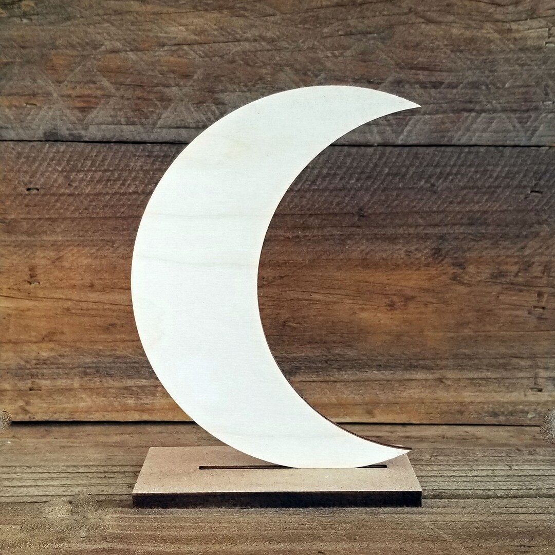 Crescent Moon Unfinished MDF Cutout With Stand - Laser Cut - Multiple ...