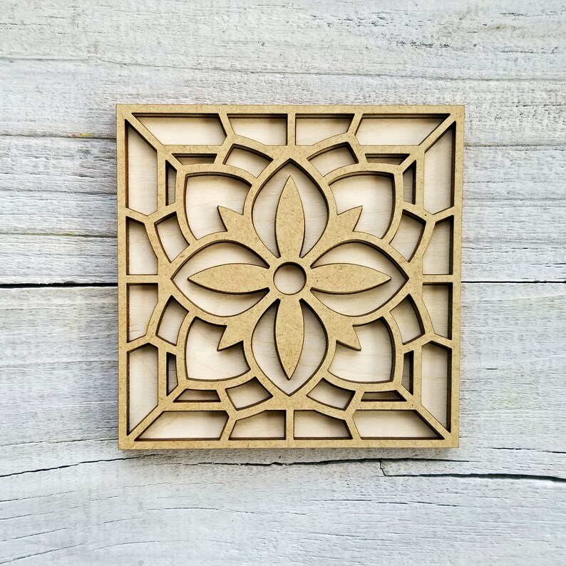 Spanish Tile Wall Decor Layered MDF Frame Faux Stained | Etsy