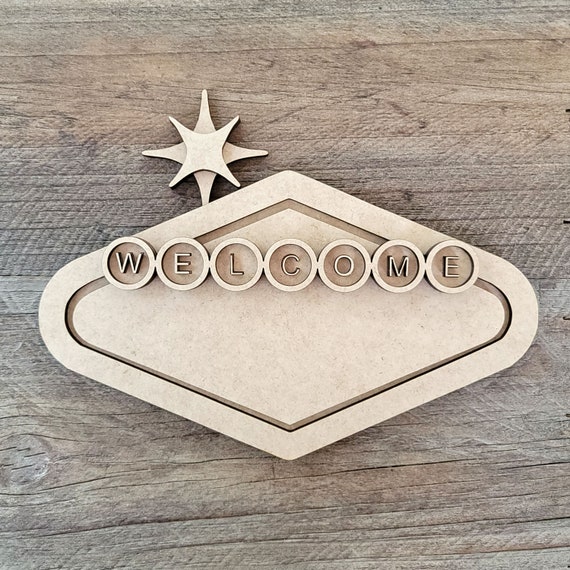 Retro Vegas Welcome Sign 3D MDF Shape for Wreath Door - Etsy