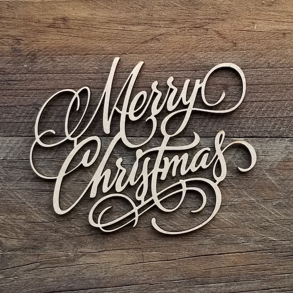 Merry Christmas Script Word Christmas Wall Decor Laser Cut - Etsy