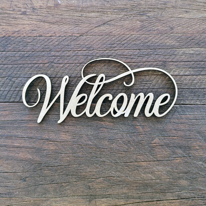 Welcome Script Word Laser Cut MDF Multiple Sizes DIY Wall - Etsy