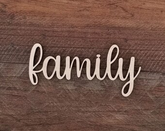 Family Script Word Wood Sign Wooden Words Sign Art Rustic - Etsy