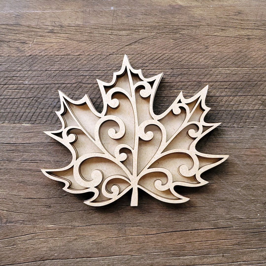 Swirly Fall Leaf Shaker Craft Kit Set - Laser Cut MDF and Acrylic for ...