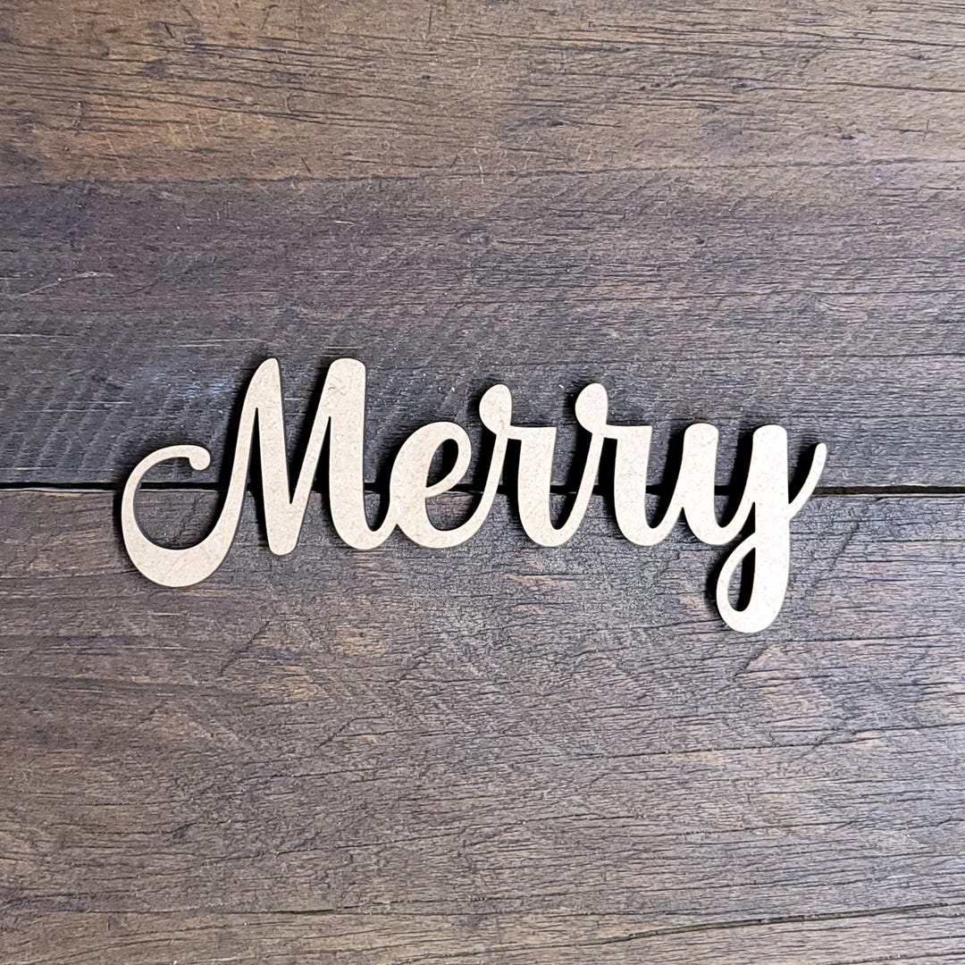 Swirly Merry Script Word - Christmas Wall Decor - Laser Cut MDF Blank ...