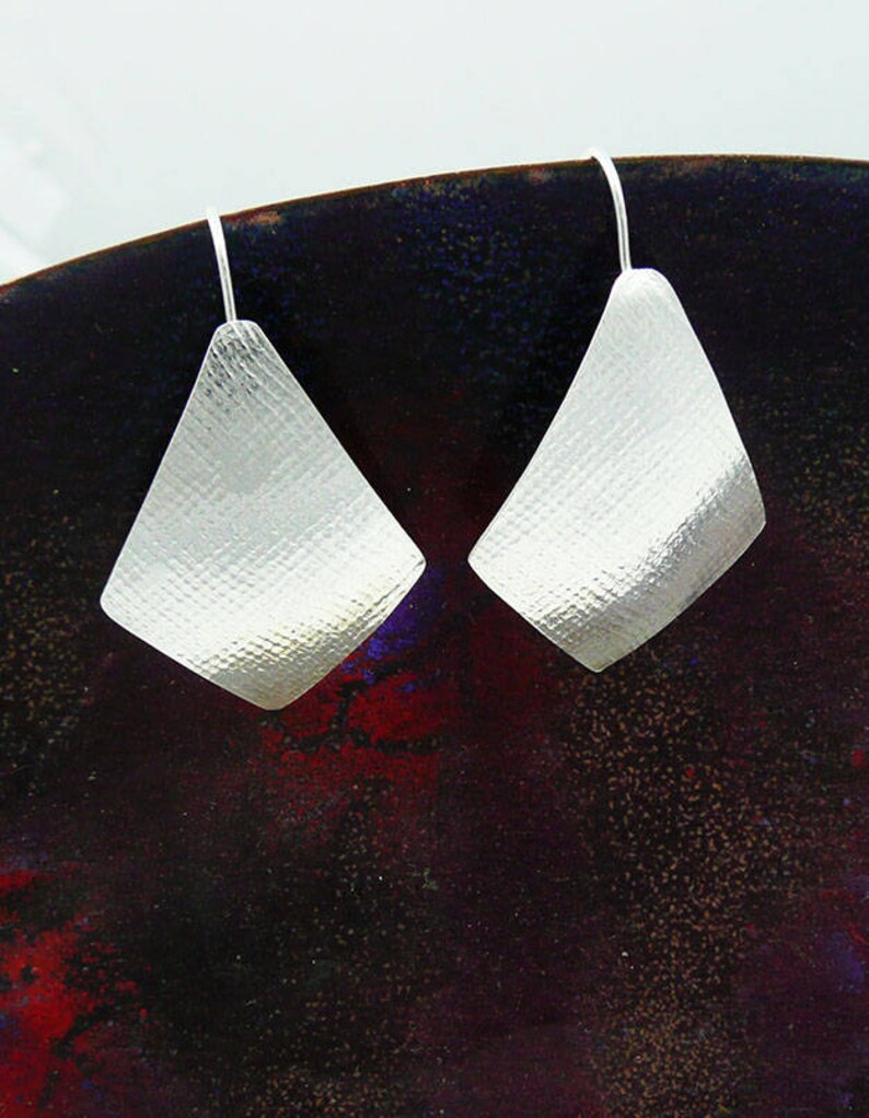 Sterling Silver Linen Patterned Dangle Earrings - Etsy
