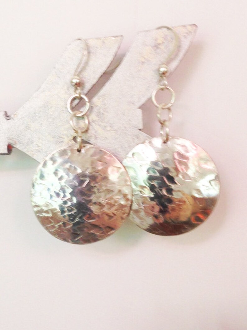 Hammered Sterling Silver Disc Earrings - Etsy
