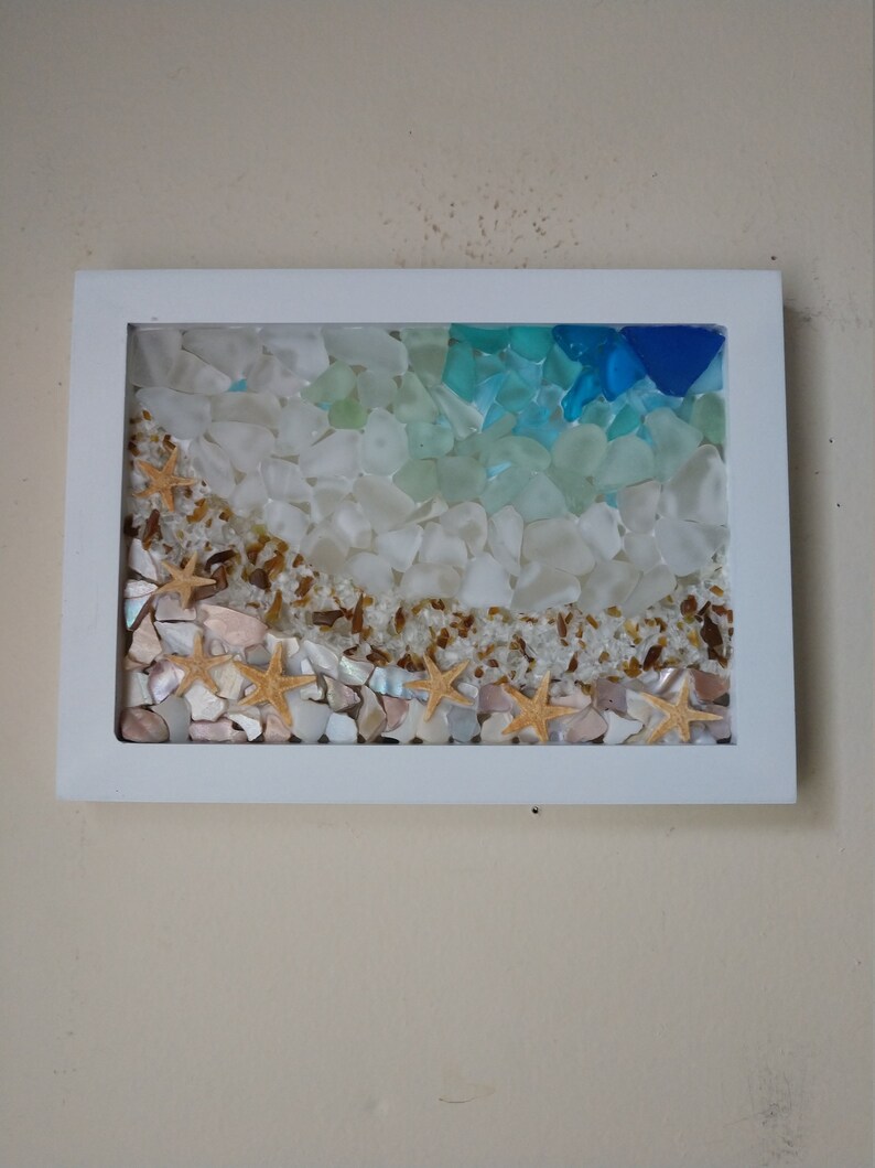 Framed Sea Glass Shoreline with Starfish | Etsy