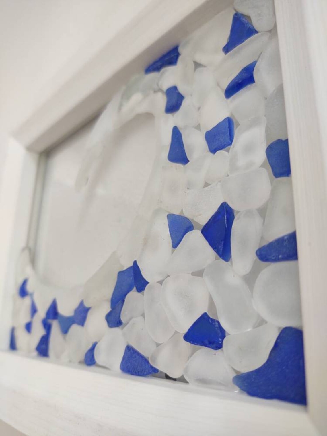 Framed Sea Glass Wave White and Blue | Etsy