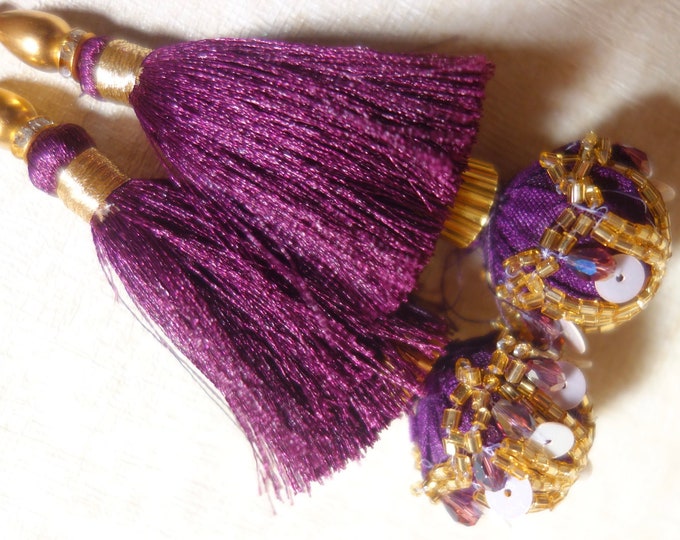 Dark Purple Colour Long Fringes Tassels Made of Silk Thread and Cut ...