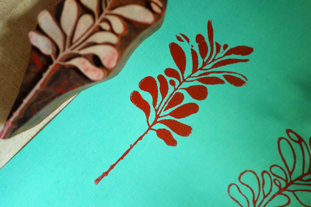 Lambs Ear Leaf Stamp, Indian Wooden Block Printing Stamp, 4.25 Inch ...