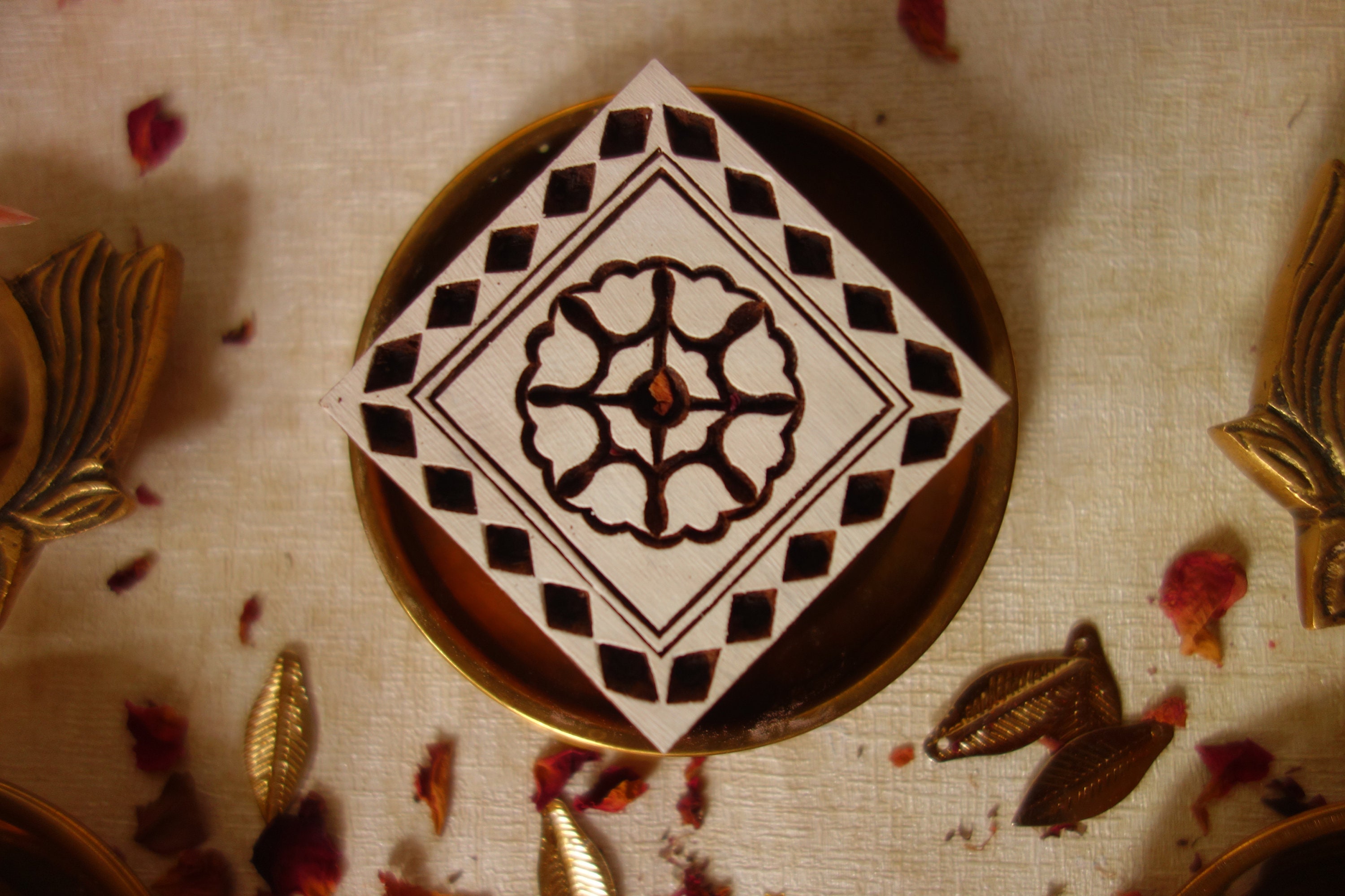 Tile Pattern Block Printing Stamp Made of Wood in Square Shape ...