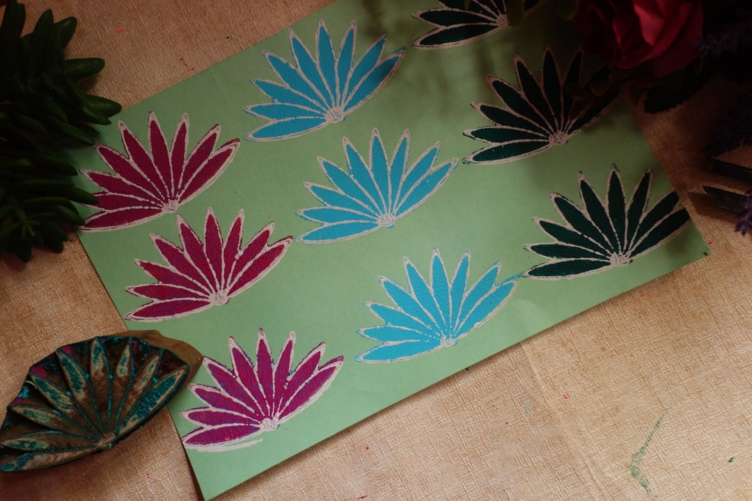 Daisy Flower Stamp Wooden Block Printing, Soap, Ceramic, Paper, Fabric ...