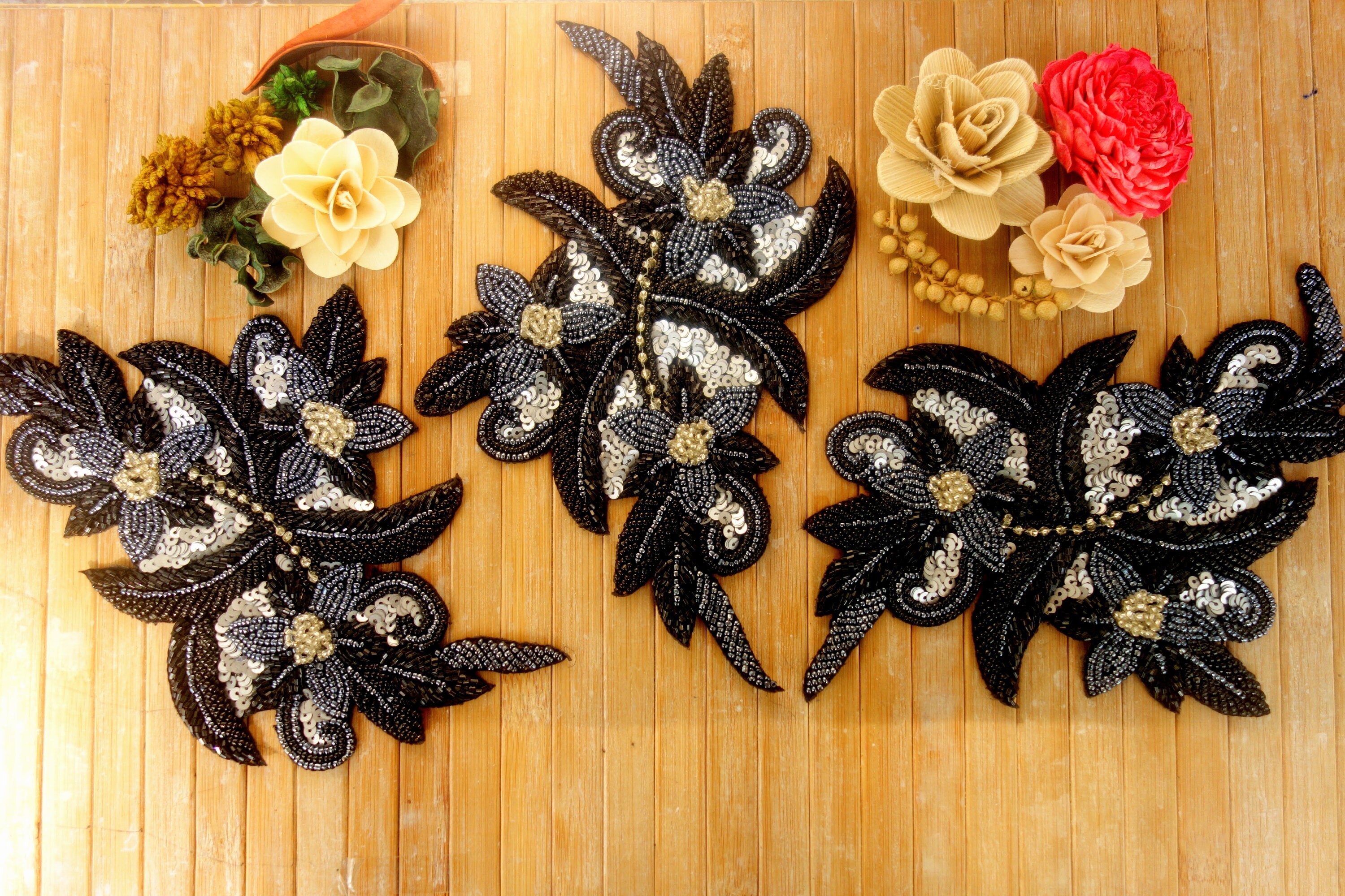 Black Colour Large Patches Exclusive Black Color Appliques - Etsy