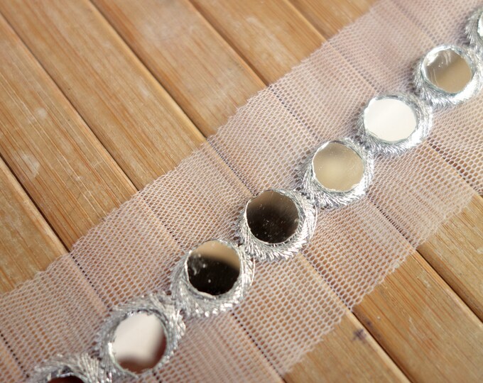 9.8 Yards Silver Colour Mirror Work Trim, Original Mirror Work Silver ...